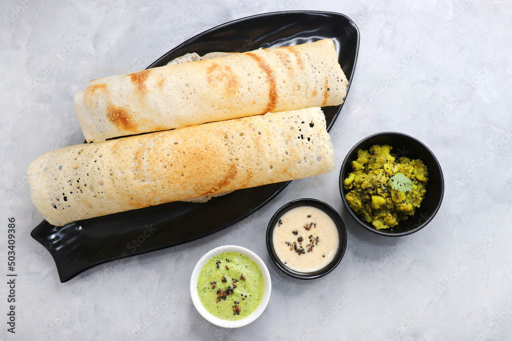 Crispy Masala dosa is a popular South Indian food item served with ...