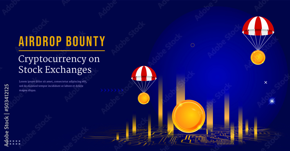 Luxurious Airdrop Crypto Token Banner Vector Illustration Stock Vector ...