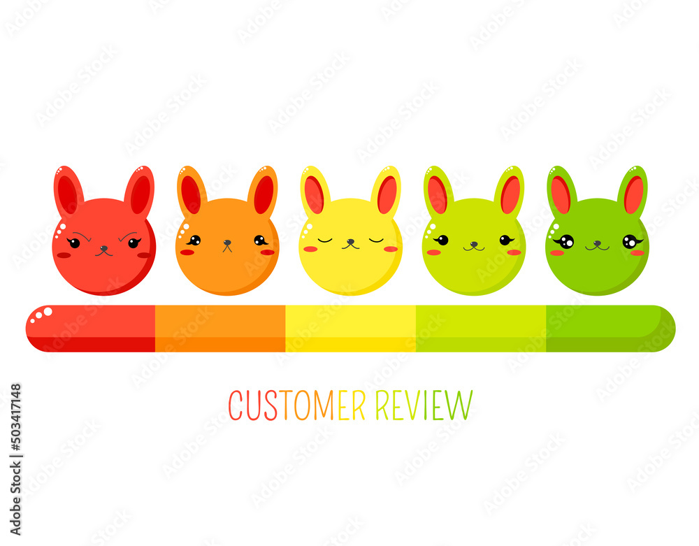 Rating experience concept. Customer service evaluation form with cute ...