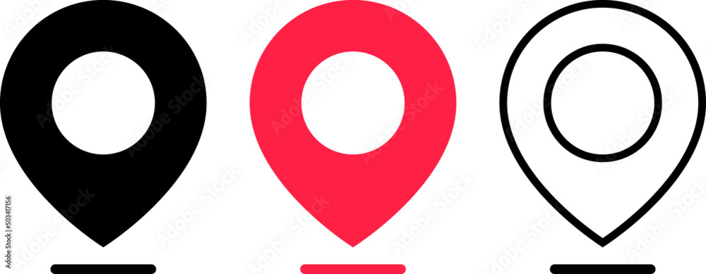 Location icon set. Modern map markers. Set of red map pin icons. location pin sign. Vector icon ...