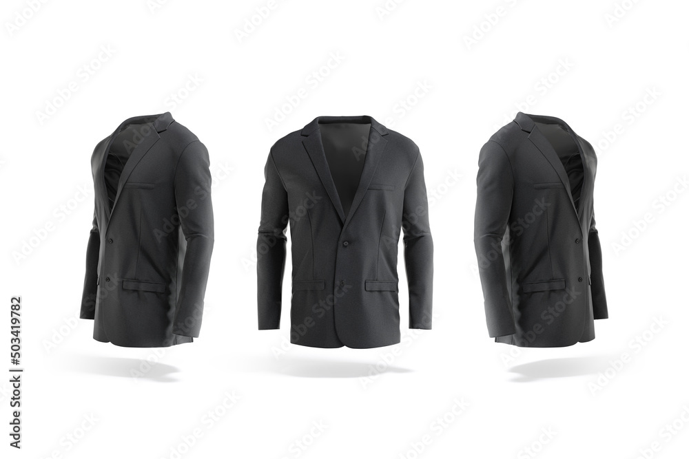 Blank black men blazer mock up, front and side view Stock Illustration ...