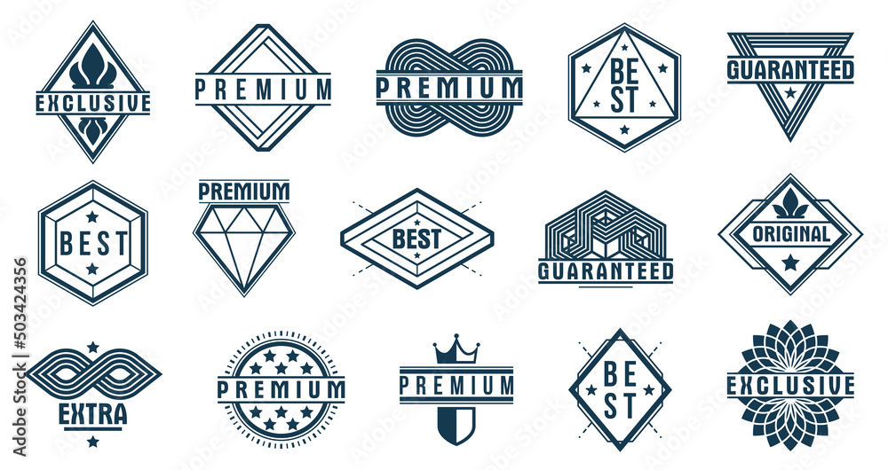 Premium best quality vector emblems set, black and white badges and ...