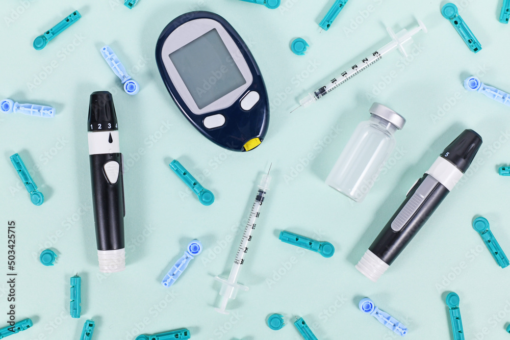 Diabetes treatment equipment with blood glucose sugar meter, lancets ...