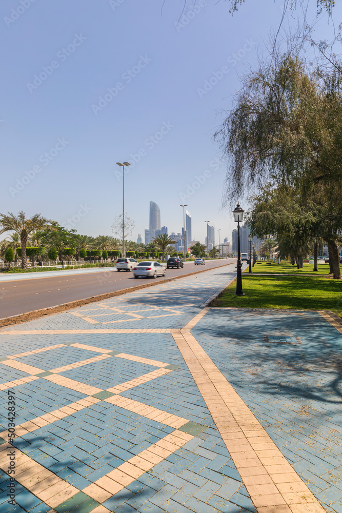 ABU DHABI, UAE - April 18, 2022: Streets and skyscrapers in Abu Dhabi ...