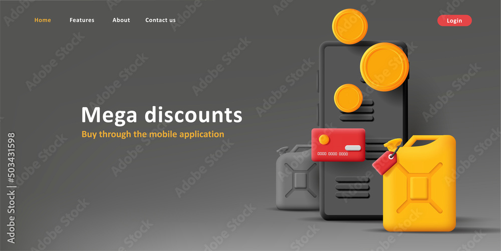 Web promo banner for application for gas station with 3d smartphone ...