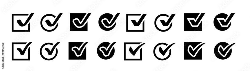Check mark. Tick. Check marks in simple flat design. Isolated vector ...