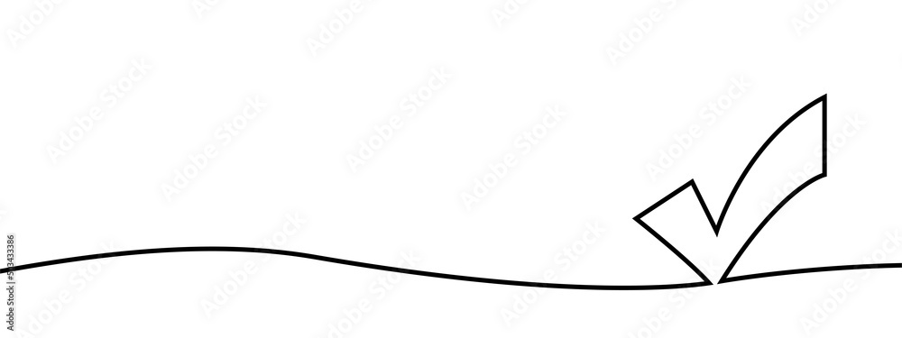 Continuous line tick. One line drawing check mark. Line check mark ...