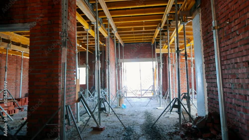 The process of creating a floor. Formwork flooring. Exterior of a ...