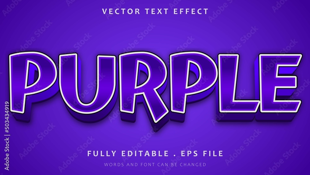 3d Gradient Purple Editable Text Effect Design Template Stock Vector ...