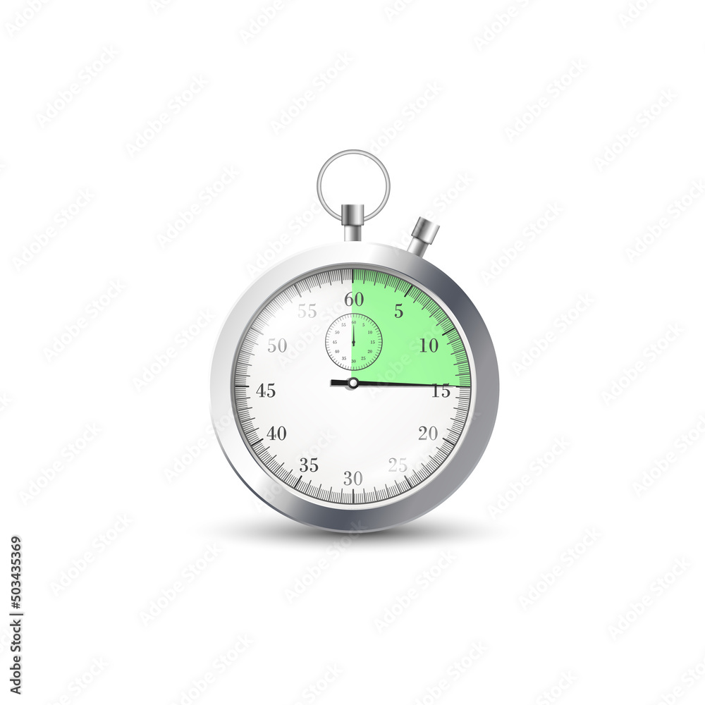 Stopwatch template with green timestamp, realistic vector illustration ...