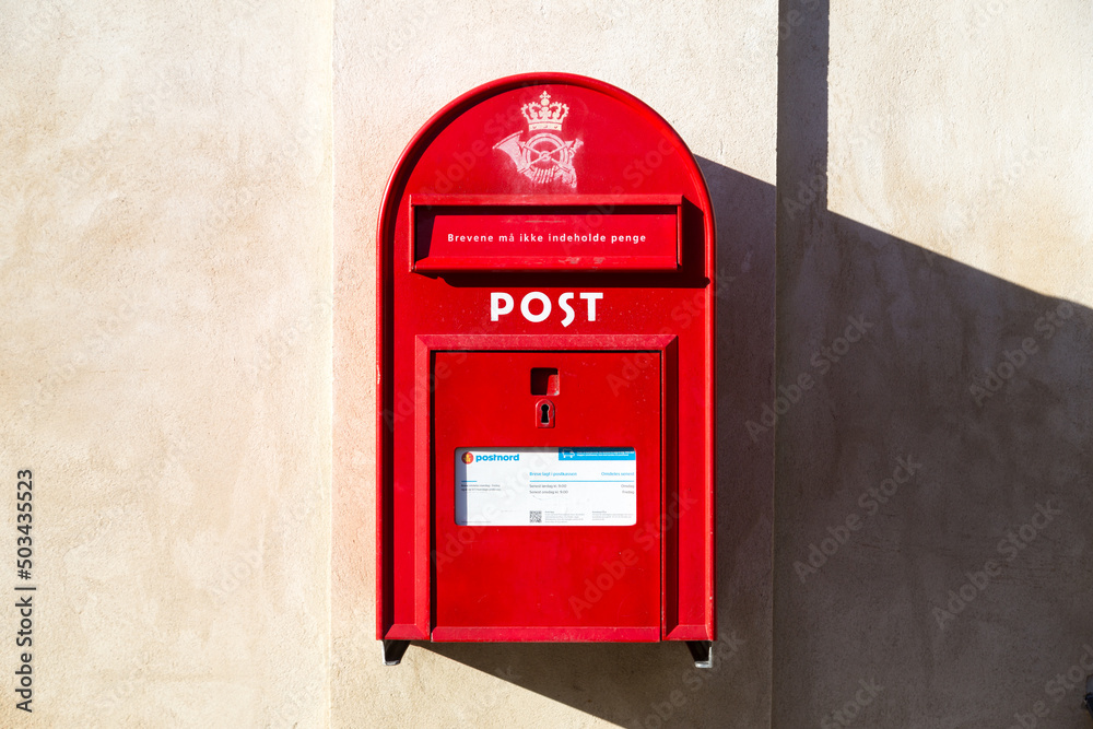 Copenhagen, Denmark - November 03, 2016: A traditional red public ...