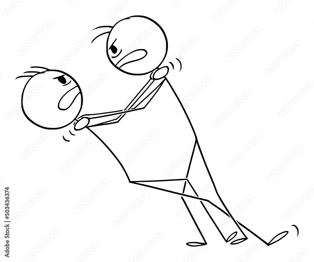 Two Men or Persons Fighting and Arguing , Vector Cartoon Stick Figure ...