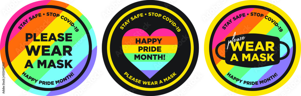 Please wear mask in pride month celebrating icon signage vector Stock ...