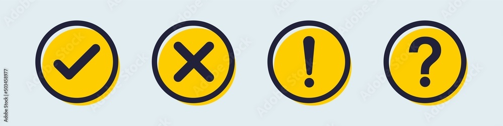 Set of check mark, cross mark, exclamation mark, question mark in ...