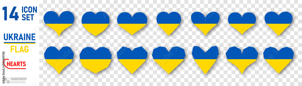 Heart 14 icon set isolated on transparent background and white ...