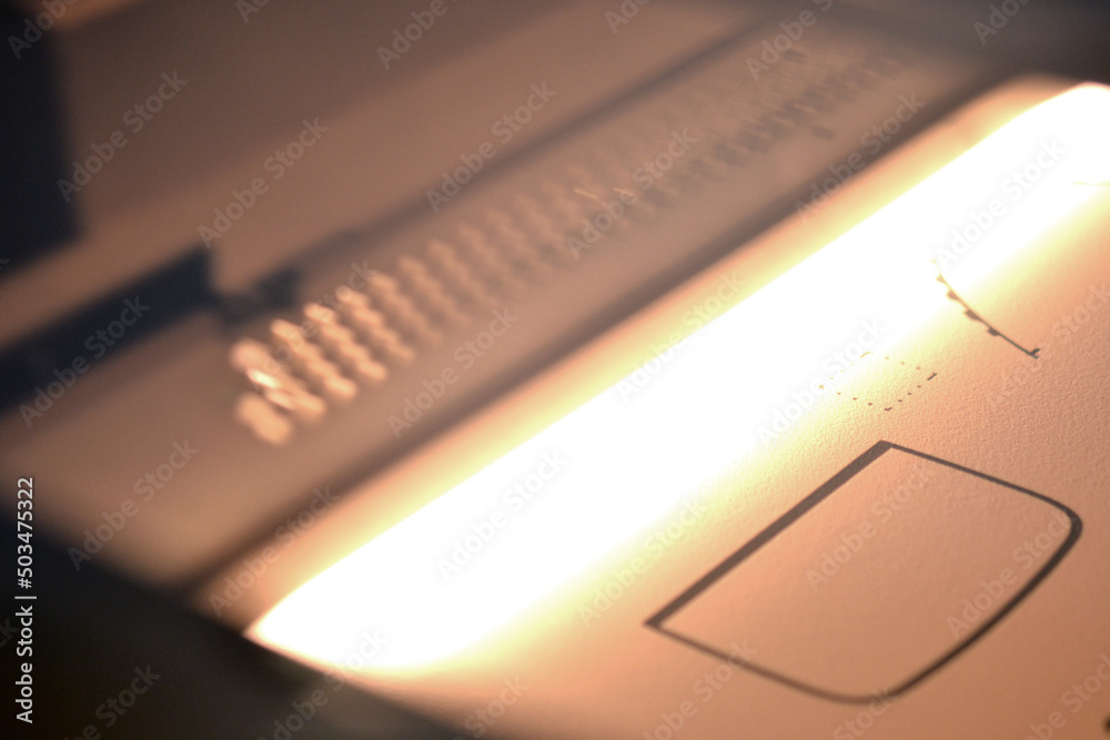 Industrial powder 3D printer printing process close-up. Multi Jet ...