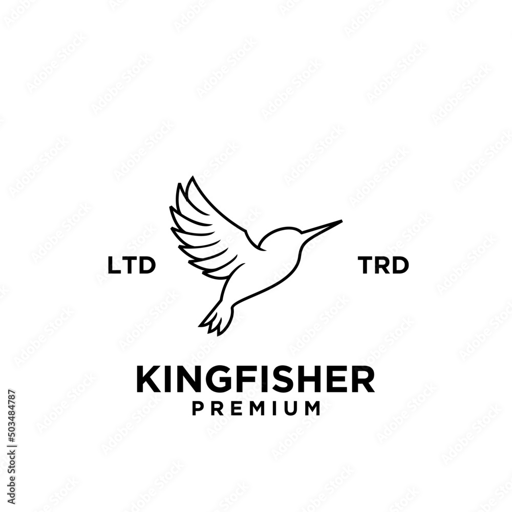 simple kingfisher line logo vector design isolated white background ...