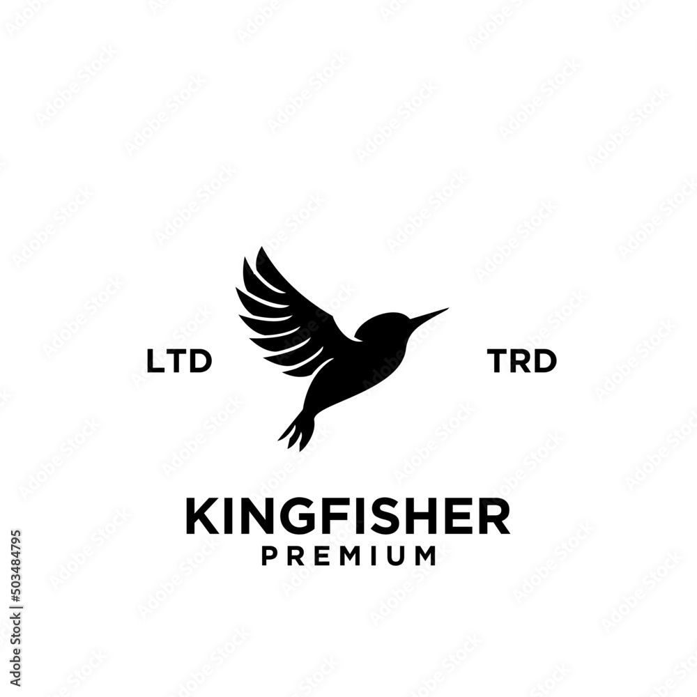 simple kingfisher black logo vector design isolated white background ...