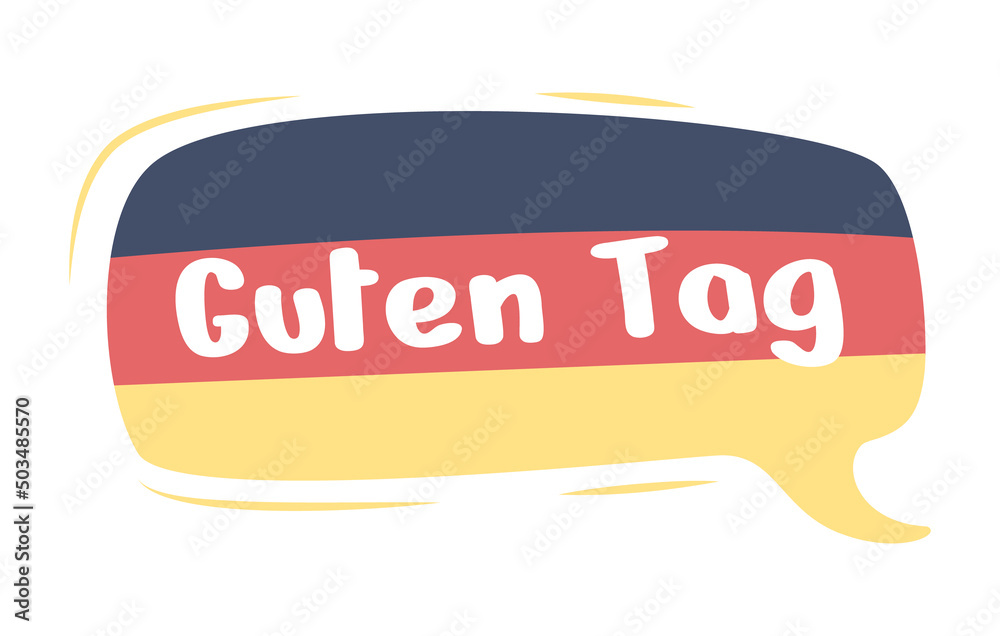 Saying hello in German language semi flat color vector speech bubble ...