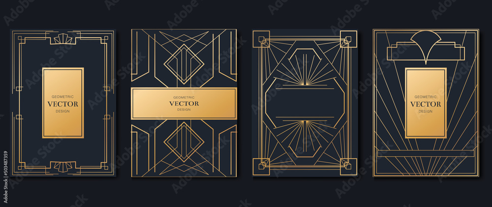 Luxury geometric pattern cover template. Set of art deco poster design ...