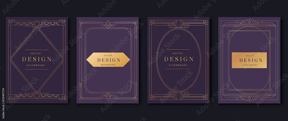 Luxury geometric pattern cover template. Set of art deco poster design ...