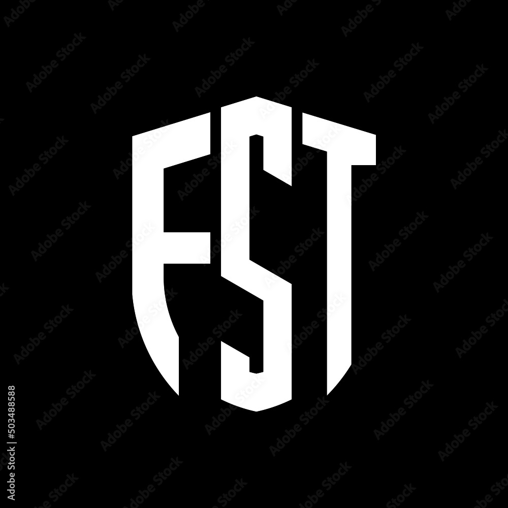 FST letter logo design. FST modern letter logo with black background ...