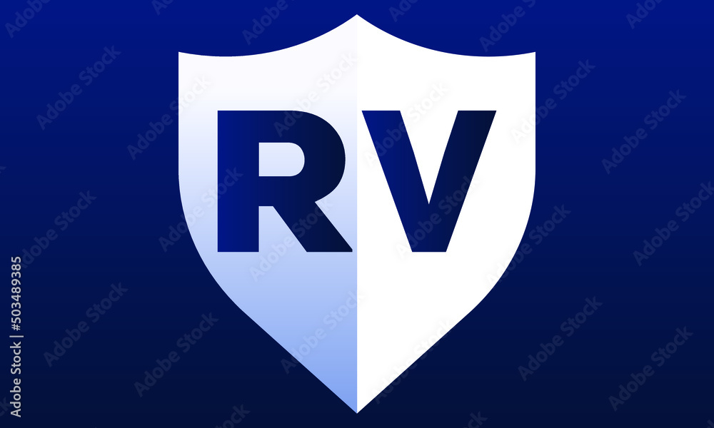RV shield logo design vector template | monogram logo | abstract logo ...