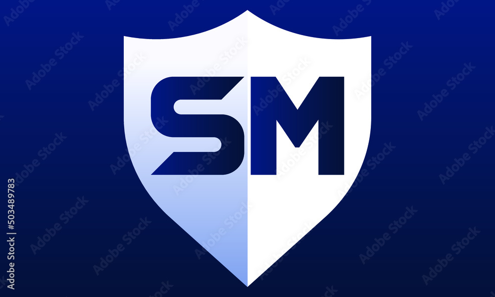 SM shield logo design vector template | monogram logo | abstract logo ...