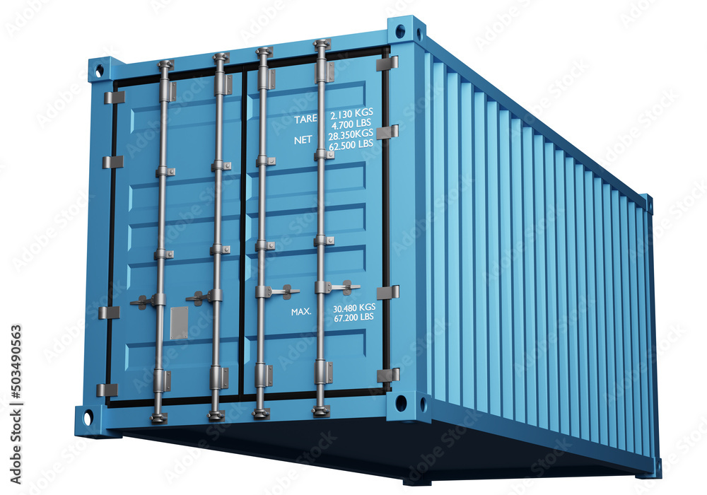 Metal cargo tare. Container for sea transportation. Transport closed ...