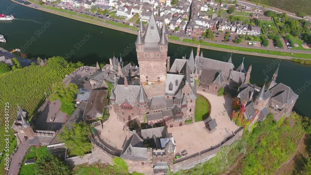 Cochem, Germany: Aerial view of Cochem Imperial Castle (Reichsburg ...