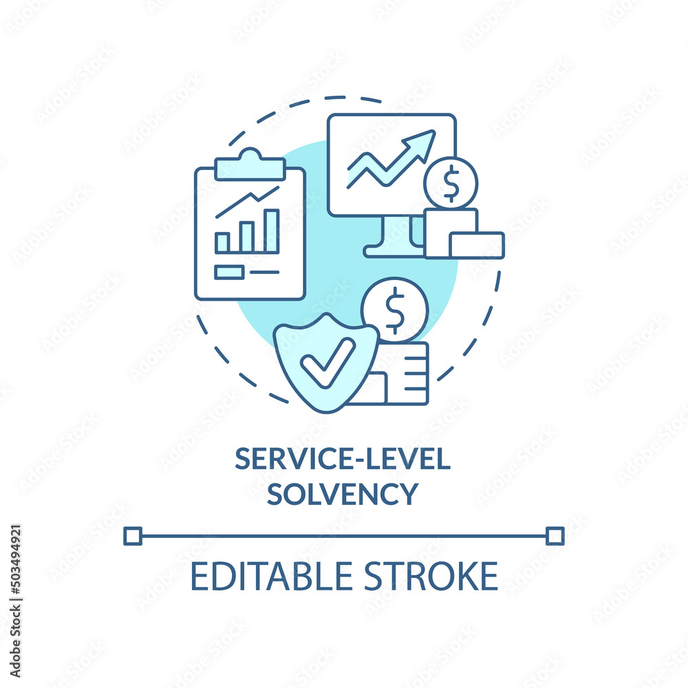 Service level solvency turquoise concept icon. Service obligations ...
