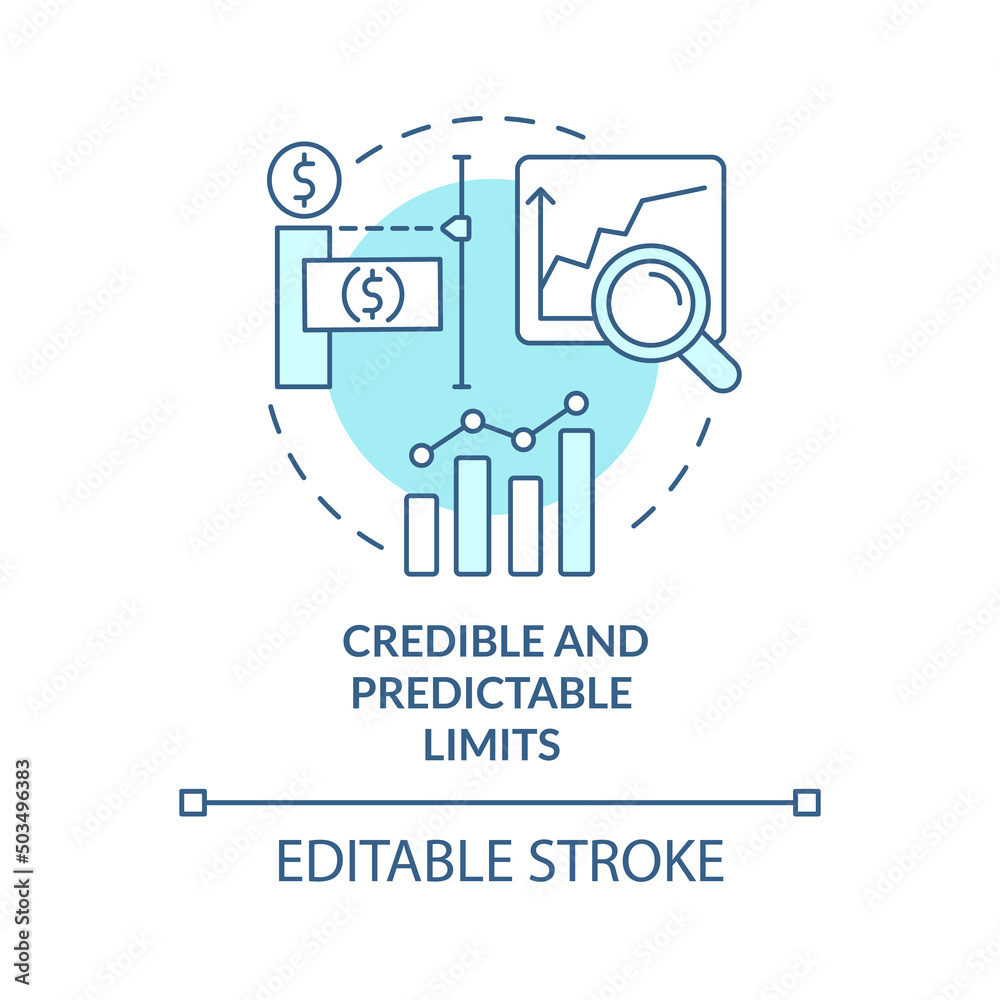 Credible and predictable limits turquoise concept icon. Principle of ...