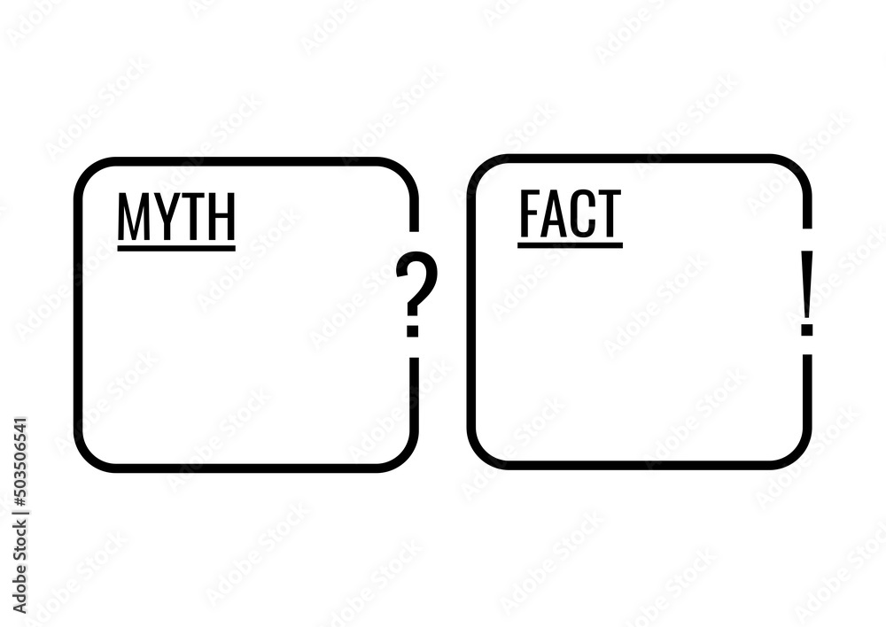 Myth and fact check list line art vector set. True or fiction ...