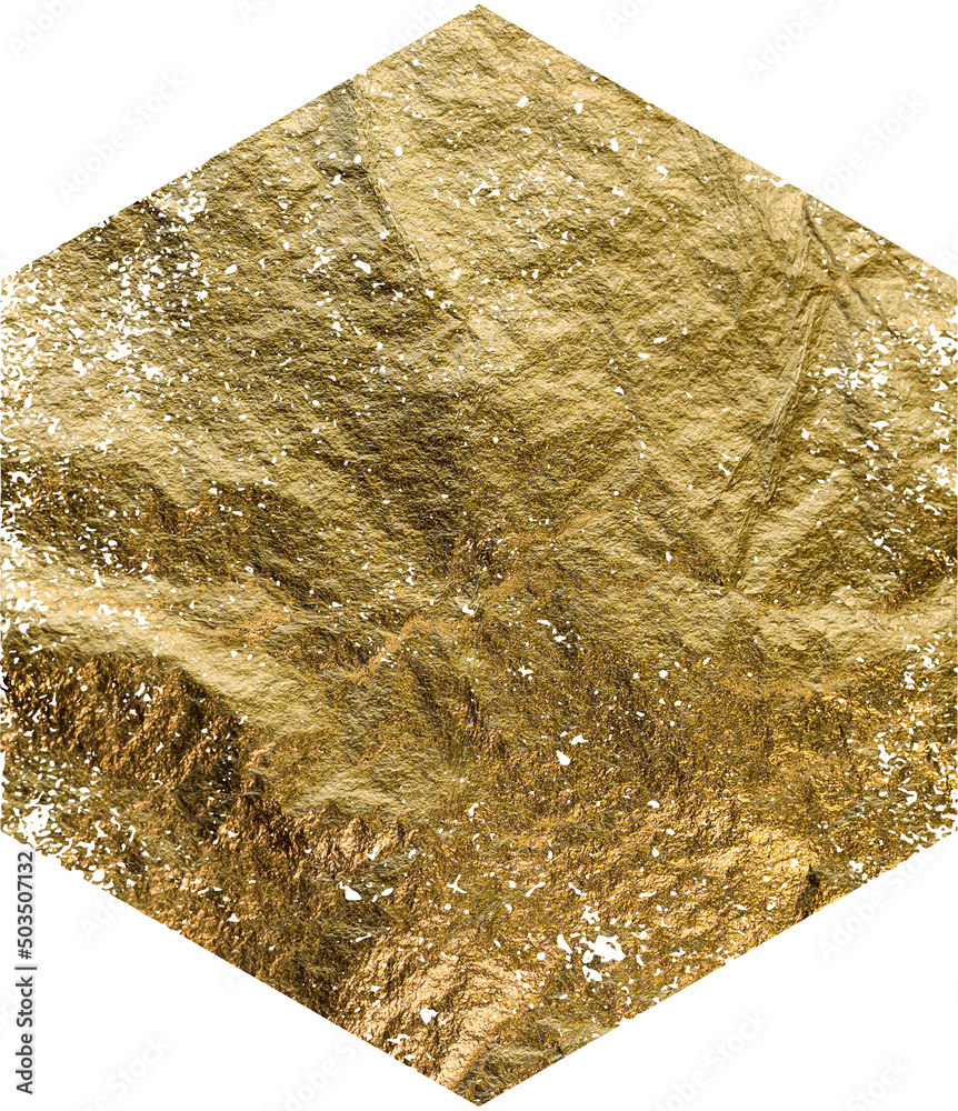 gold foil hexagon element with transparent background Stock Photo ...