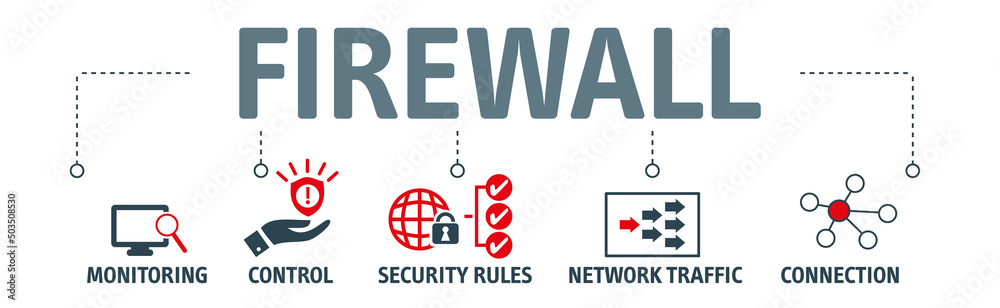firewall computing security concept - vector illustration with icons Stock Vector | Adobe Stock