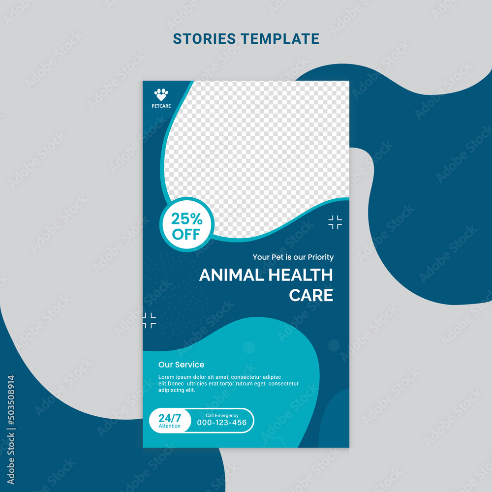 Animal health care Social media stories template with simple elegant ...