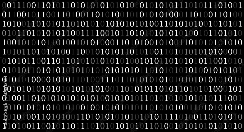 Matrix Background Cyber Security With Binary Code Rapidly Falling Randomly White Numbers