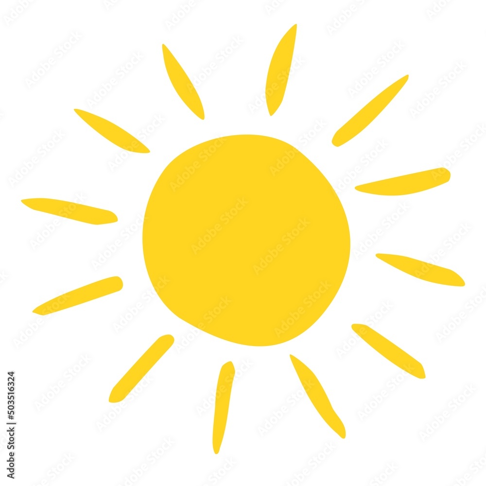 Hand drawn Sun painted with ink brush Stock Vector | Adobe Stock