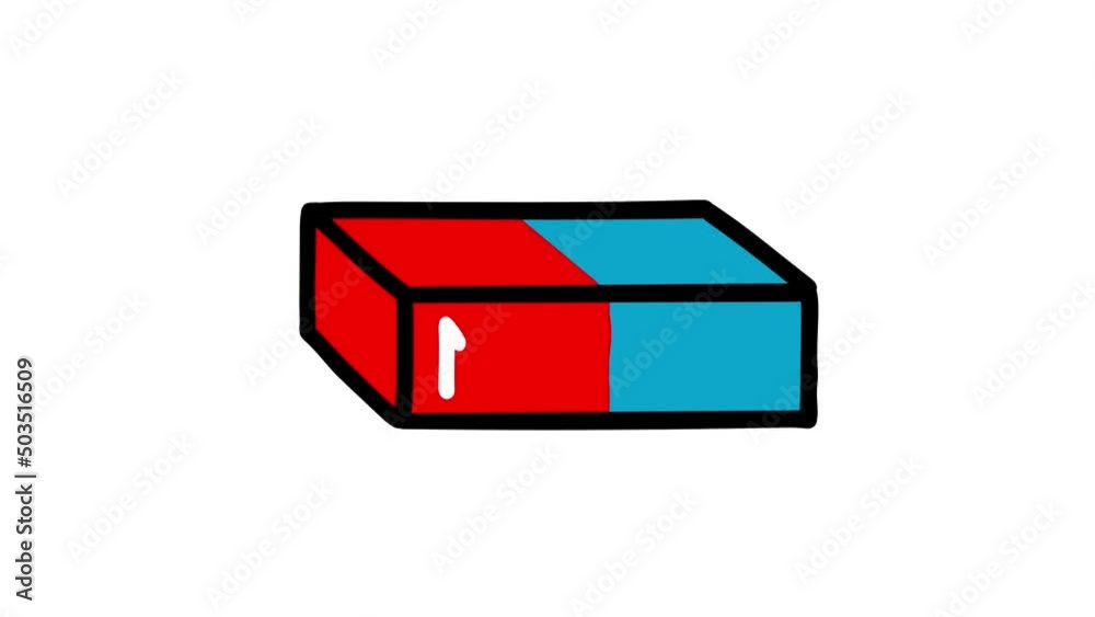 Magnet drawing blue red NS version isolated. Physics. Animation cartoon ...