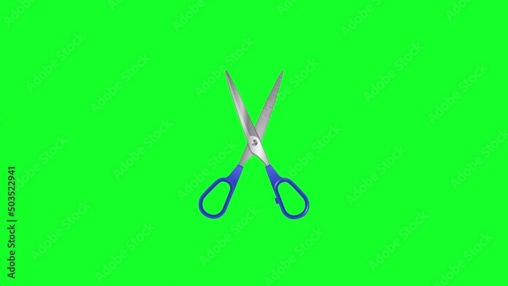 realistic scissors cutting animated isolated in green screen for ...