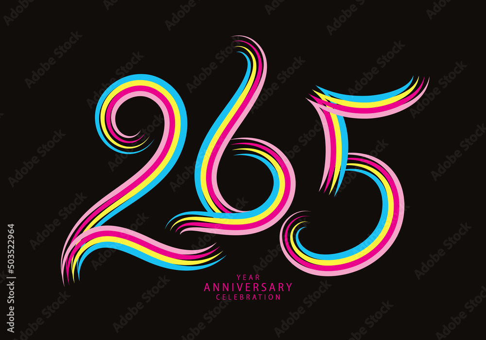 265 number design vector, graphic t shirt, 265 years anniversary ...