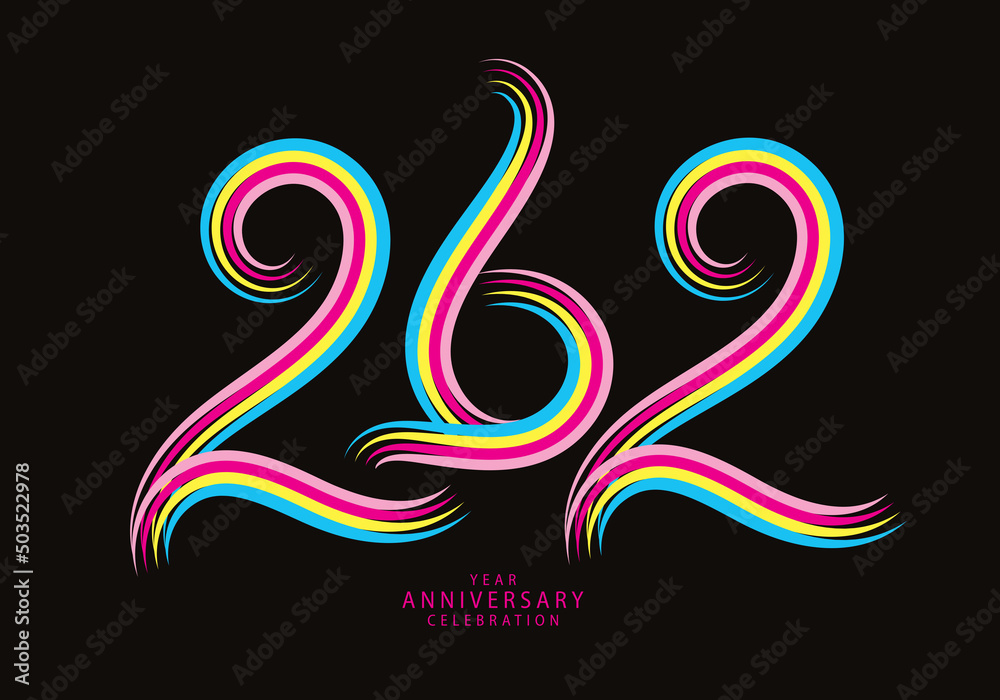 262 number design vector, graphic t shirt, 262 years anniversary ...