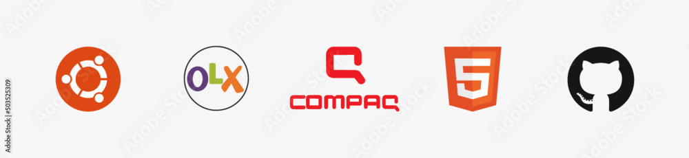 Technology logo bundle: OLX logo, Github logo, HTML5 logo, New Compaq ...