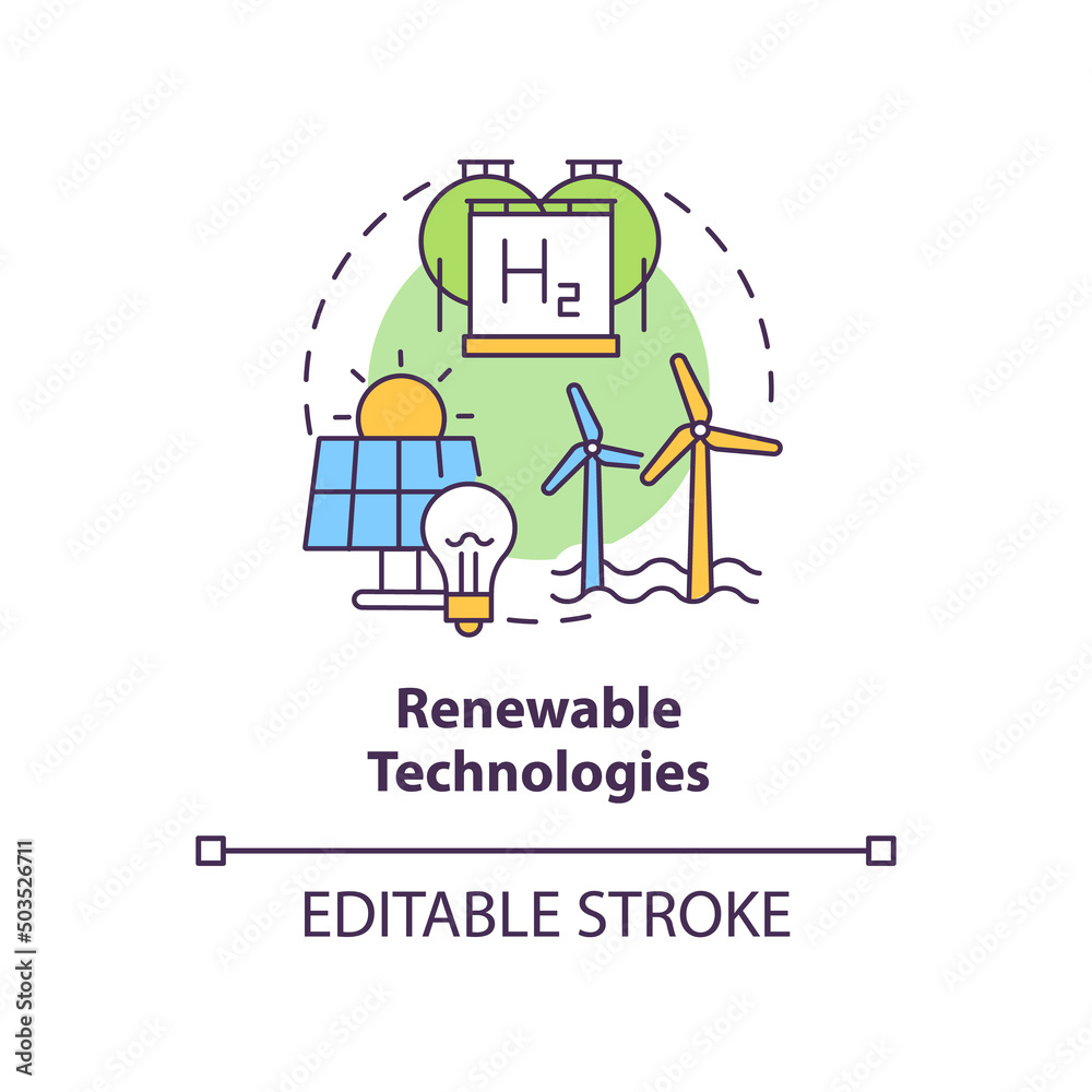 Renewable technologies concept icon. Efficient energy planning abstract ...