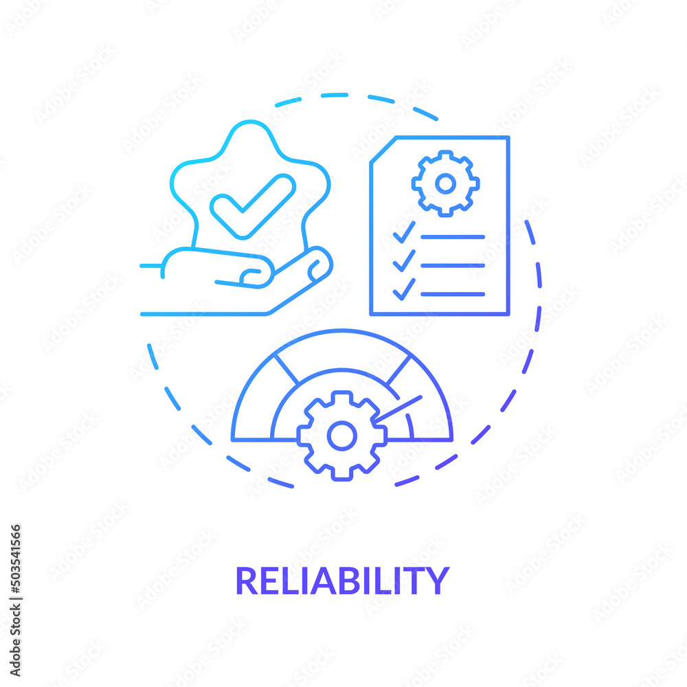 Reliability blue gradient concept icon. Goods and service high quality ...