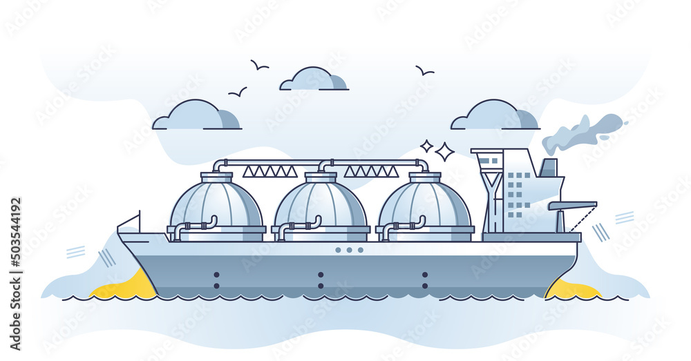 LNG gas tanker as liquefied natural gas transportation outline concept ...