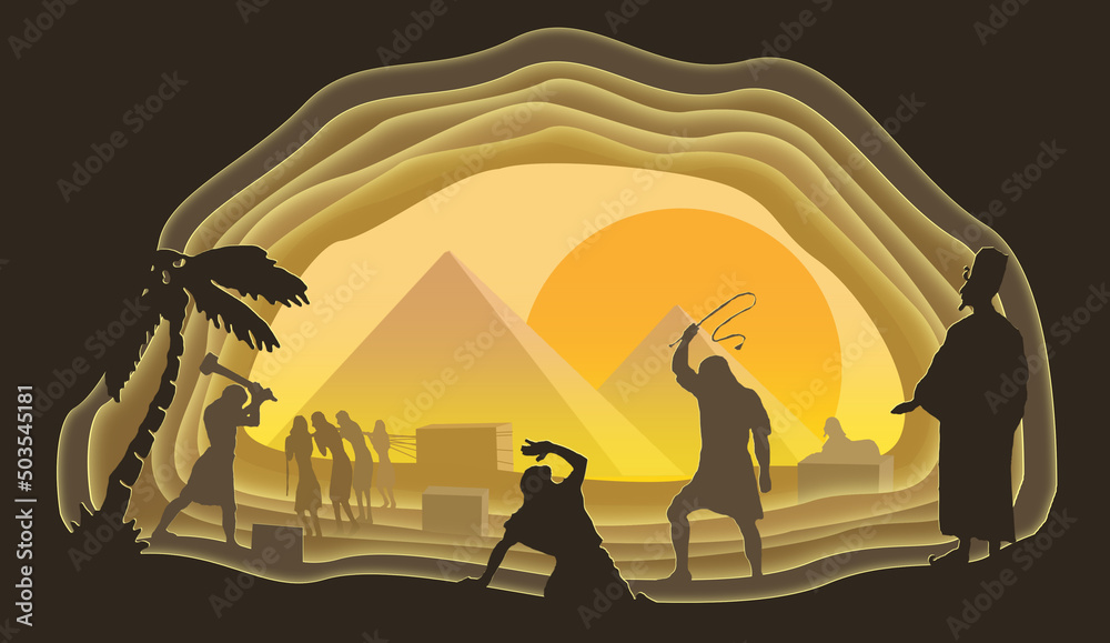 Jews in Egypt. Bible story. Paper art. Abstract, illustration ...