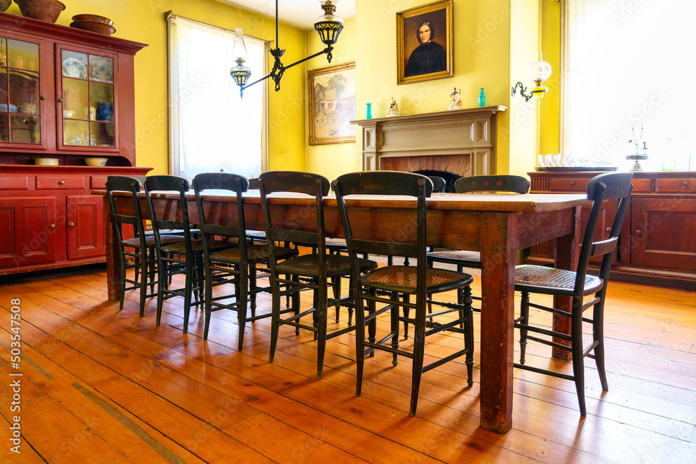 Large dining table in a guest house. Seen in Black Creek Pioneer ...