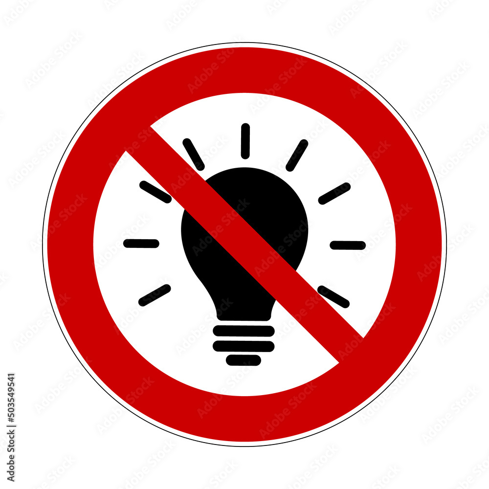 No Light Lamp Prohibition Sign Vector Illustration Of Red Crossed Out no-light-lamp-prohibition-sign-vector-illustration-of-red-crossed-out