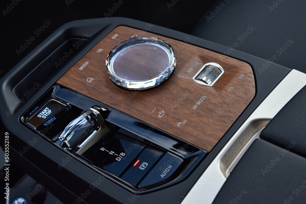 BMW iX xDrive40. Fully electric luxury big car. Cabin interior ...